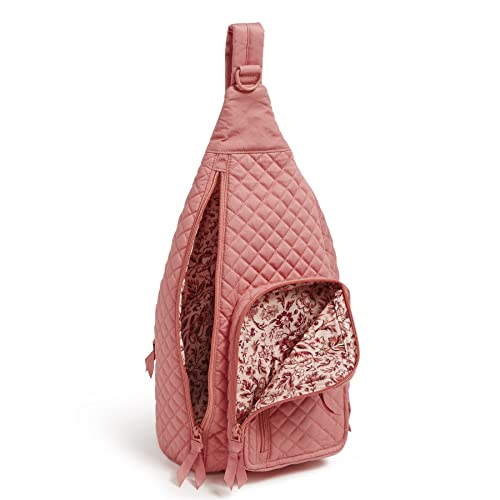 Vera Bradley Women's Cotton Sling Backpack, Terra Cotta Rose - Recycled Cotton, One Size