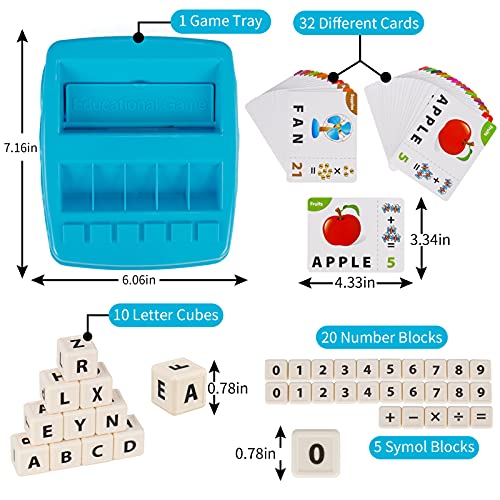 DEGIDEGI Matching Letter Games for Kids Age 3-8, 2 in 1 Spelling & Reading Educational Toys Flash Cards Number & Color Recognition Preschool Learning Sight Words Toys Birthday Gift for Toddlers