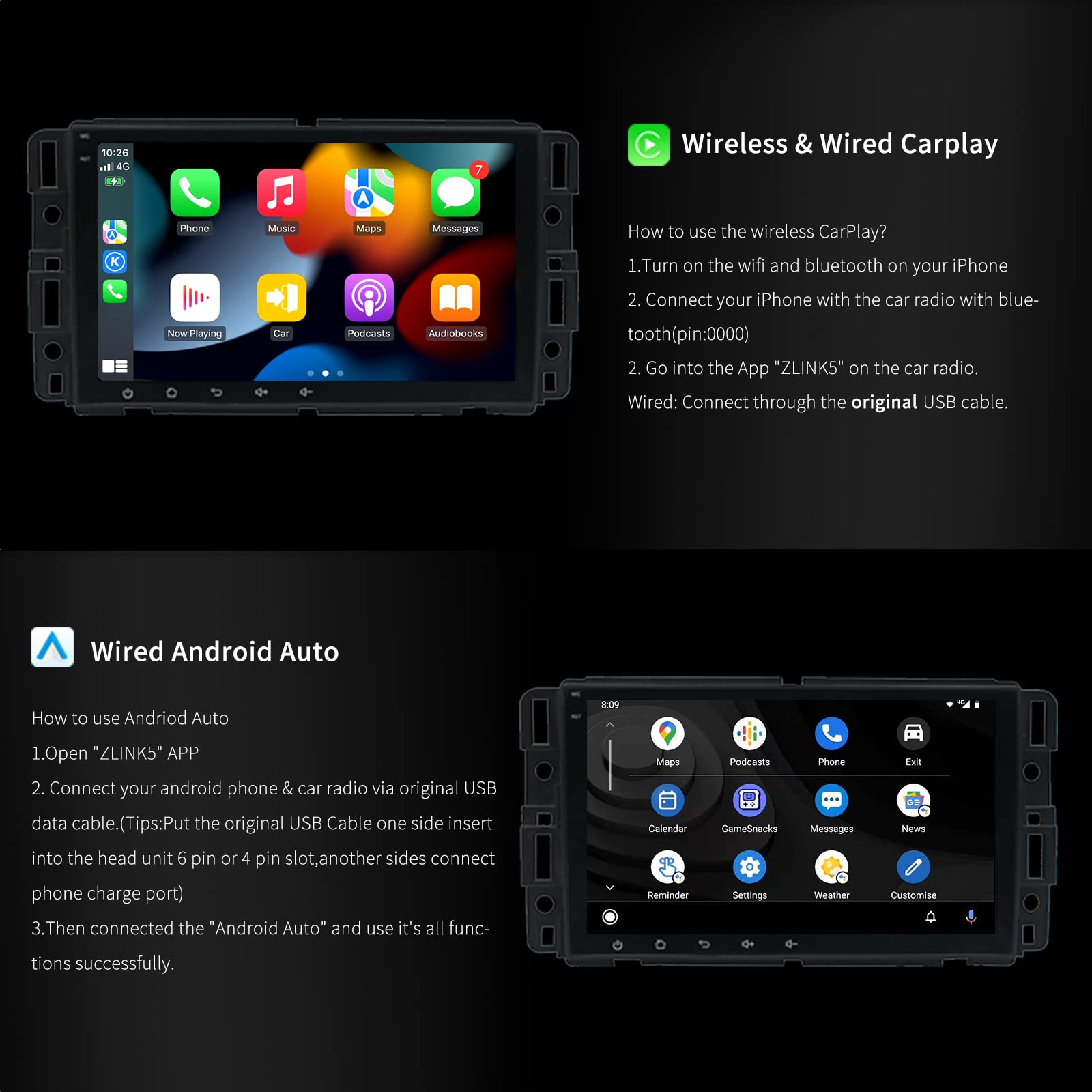 2023 New Android 12 Replacement Radio for Chevy Silverado GMC Acadia Buick Enclave Car Stereo,Bruynic 8" IPS Touchscreen Head Unit With Car Play, Android Auto & Mirroring Come with a AHD Backup Camera