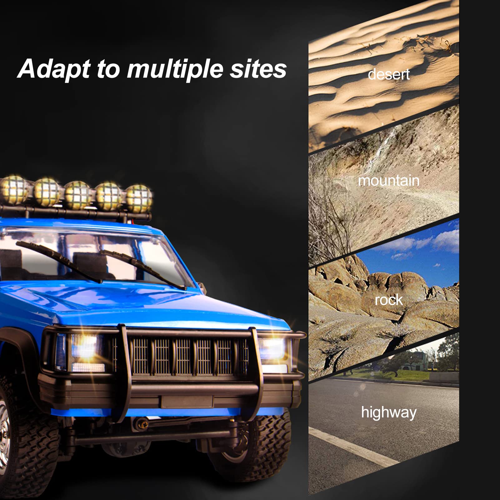 Goolsky RC Rock Crawler, 1:12 Scale Remote Control Car, 4WD Off Road RC Truck, 2.4Ghz All Terrains Climbing Vehicle, RC Car with LED Lights for Kids and Adults, Include 2 Batteries (Silver)