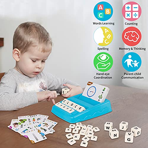DEGIDEGI Matching Letter Games for Kids Age 3-8, 2 in 1 Spelling & Reading Educational Toys Flash Cards Number & Color Recognition Preschool Learning Sight Words Toys Birthday Gift for Toddlers