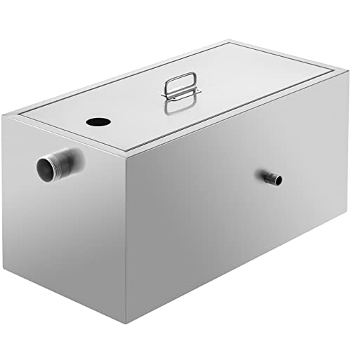 VEVOR 25LB Commercial Grease Trap, 13GPM Commercial Grease Interceptor, Stainless Steel Grease Trap w/Top & Side Inlet, Under Sink Grease Trap for Restaurant Factory Home Kitchen