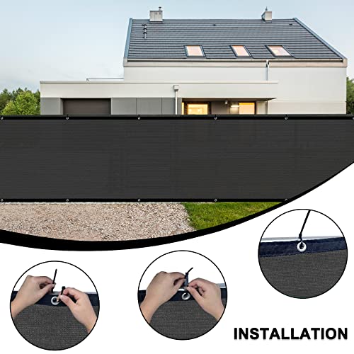 SUNNY GUARD Privacy Screen Fence 30' x 25' Black Heavy Duty Dustproof Denoise Fencing Mesh Fabric Shade Net Cover for Outdoor Wall Garden Yard Pool Deck(We Make Custom Size)
