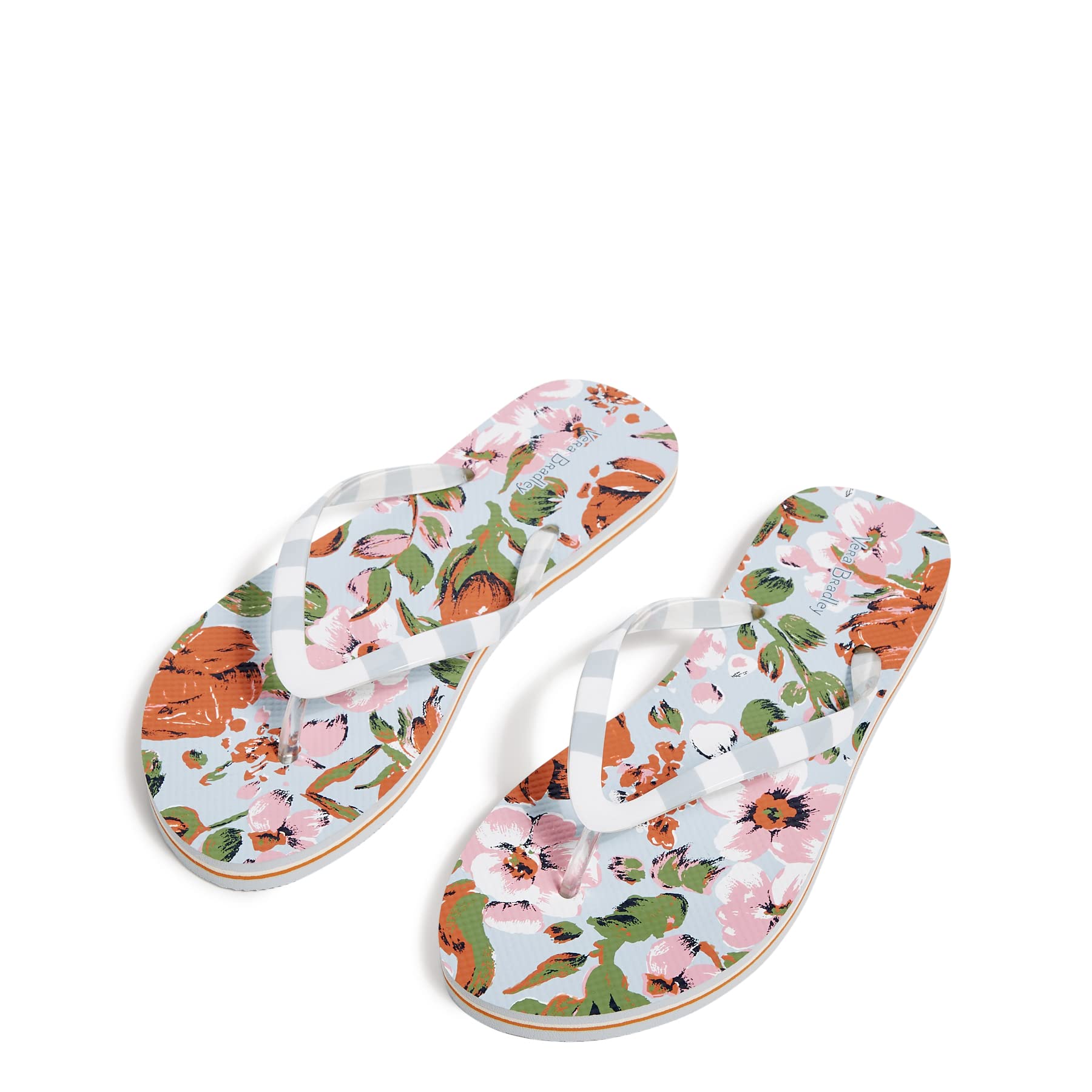Vera Bradley Women's Flip Flops, Sea Air Floral, Large (US Women's Size 9-10)
