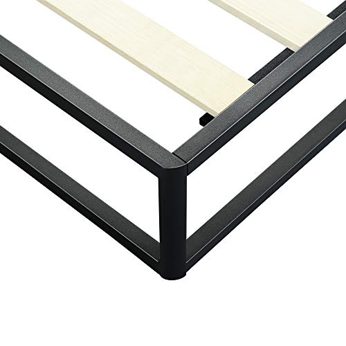 Olee Sleep 9 Inch Modern Metal Platform Bed Frame/Wooden Slats/Mattress Foundation/Wood Slat Support/No Box Spring Needed, Full, Black
