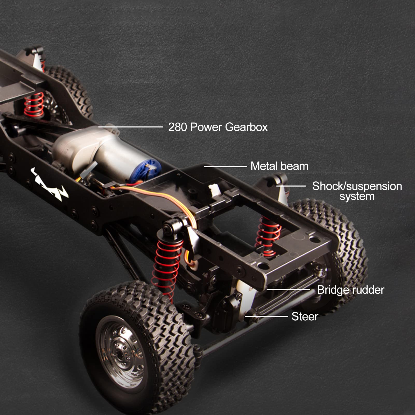 Goolsky RC Rock Crawler, 1:12 Scale Remote Control Car, 4WD Off Road RC Truck, 2.4Ghz All Terrains Climbing Vehicle, RC Car with LED Lights for Kids and Adults, Include 2 Batteries (Silver)