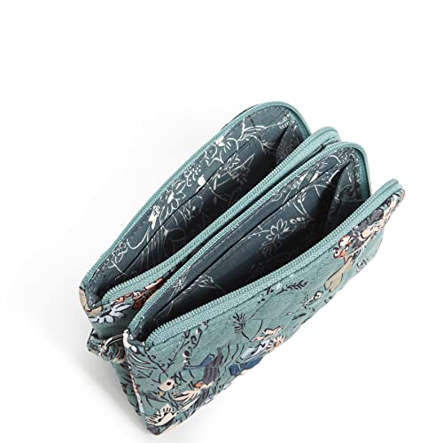 Vera Bradley Women's Cotton Double Zip ID Case Wallet With RFID Protection, Sunlit Garden Sage - Recycled Cotton, One Size