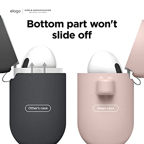 elago Silicone Case Compatible with AirPods 3 Case Cover - Compatible with AirPods 3rd Generation, Carabiner Included, Supports Wireless Charging, Shock Resistant, Full Protection (Sand Pink)