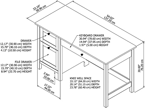 Bush Furniture Mayfield Computer Desk with Drawers, 54W, Pure White and Shiplap Gray
