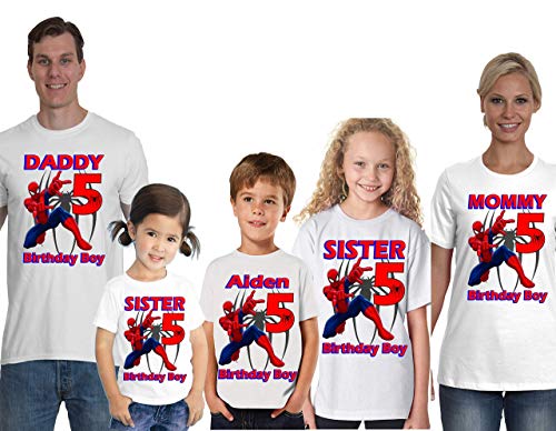Custom Spider Birthday Shirt with Any Name and Age Family Spider Birthday Shirts Handmade Kids Party Spider Birthday