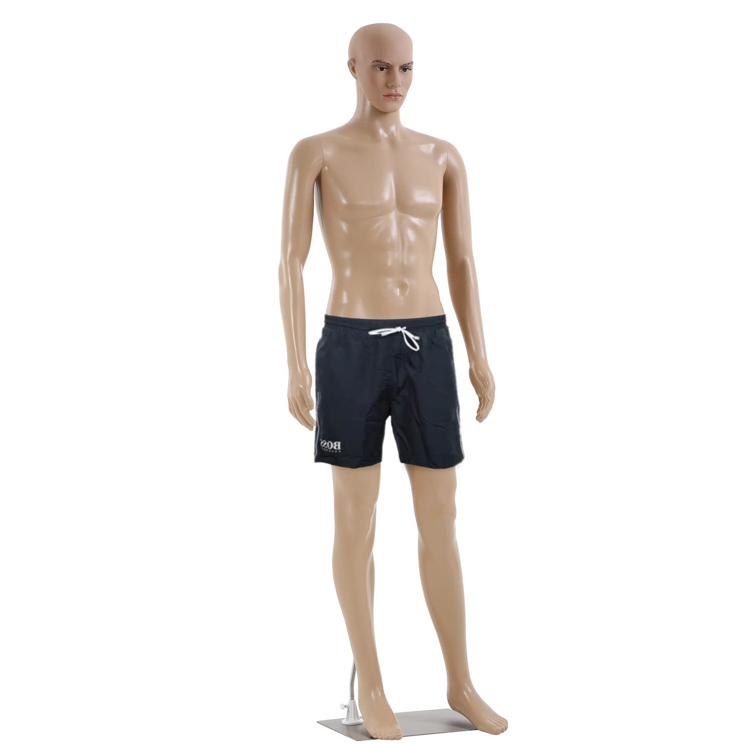 NChanmar Male Mannequin Full Body,Mannequin Body Dress Form 73 Inches Stand Adjustable Model Realistic Head Arm Rotation Metal Base