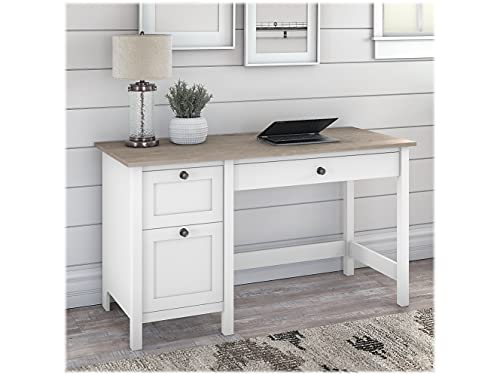Bush Furniture Mayfield Computer Desk with Drawers, 54W, Pure White and Shiplap Gray