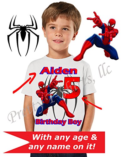 Custom Spider Birthday Shirt with Any Name and Age Family Spider Birthday Shirts Handmade Kids Party Spider Birthday