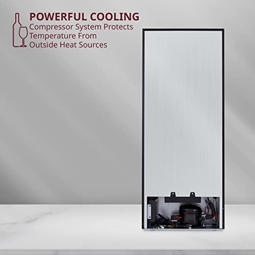 Schmecke 55 Bottle Compressor Wine Cooler Refrigerator | Large Freestanding Wine Cellar | 41f-64f Digital Temperature Control Wine Fridge For Red, White, Champagne or Sparkling Wine - Black