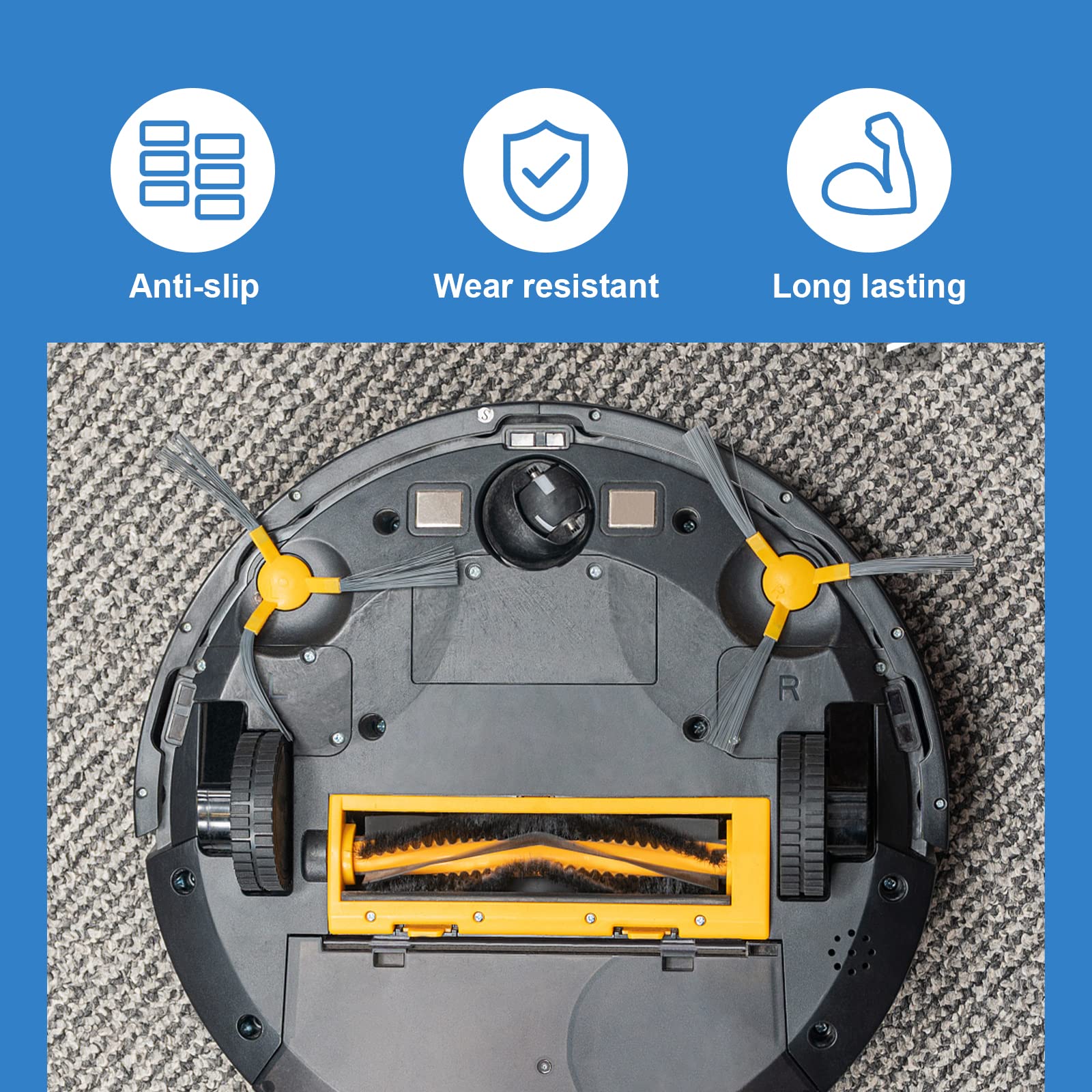 Abeskch Replacement Tire Compatible with IRobot Roomba Wheels Series 500, 600, 700, 800, 900 and I3, I6, I7, E5, E6, J9 Non-slip, high wear resistance Tire for irobot roomba wheel replacement (2 Pack)