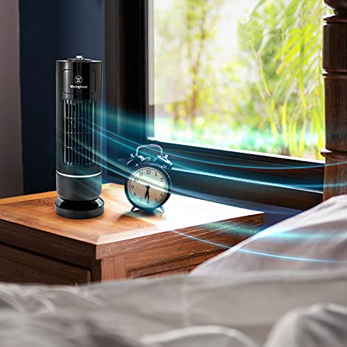 Westinghouse 12'' Personal Tower Fan - Space Saving Compact Design with Oscillating Function