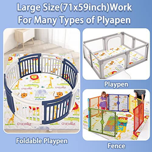ChildLike Lion Baby Play Mat - Comfortable Non-Slip Tummy Time Mat for Floor Crawling, 71x59 Inch