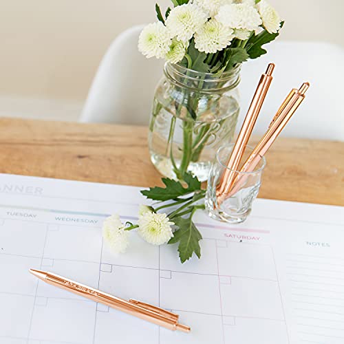 Jot & Mark Metallic Rose Gold Pen Set | Three Pens in Foil Printed Gift Box (3 ball-point pens)