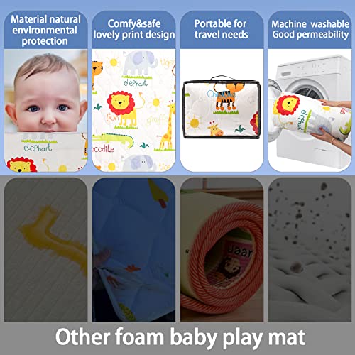 ChildLike Lion Baby Play Mat - Comfortable Non-Slip Tummy Time Mat for Floor Crawling, 71x59 Inch