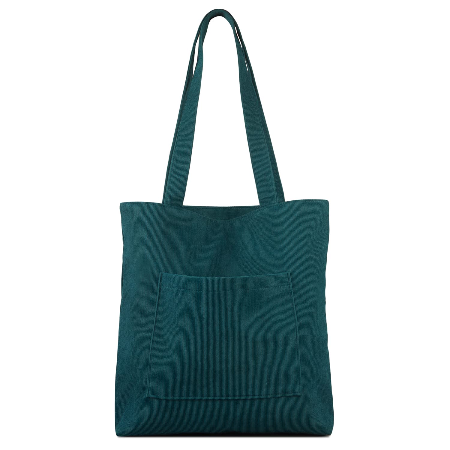 Kememo Corduroy Tote Bag with Zip, Shoulder Bag Women's Hobos Handbags Large Capacity Shopping Bag with Inner Pocket, Green