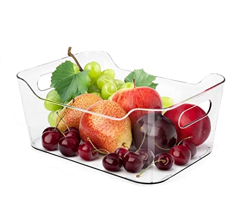Refrigerator Organizer Bins Storage Clear Plastic BPA Free Storage Containers with Handles for Fridge, Freezer, Cabinet, Kitchen, Bathroom, Pantry