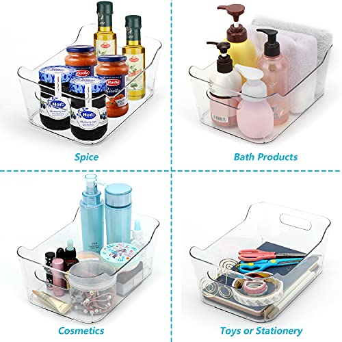 Refrigerator Organizer Bins Storage Clear Plastic BPA Free Storage Containers with Handles for Fridge, Freezer, Cabinet, Kitchen, Bathroom, Pantry