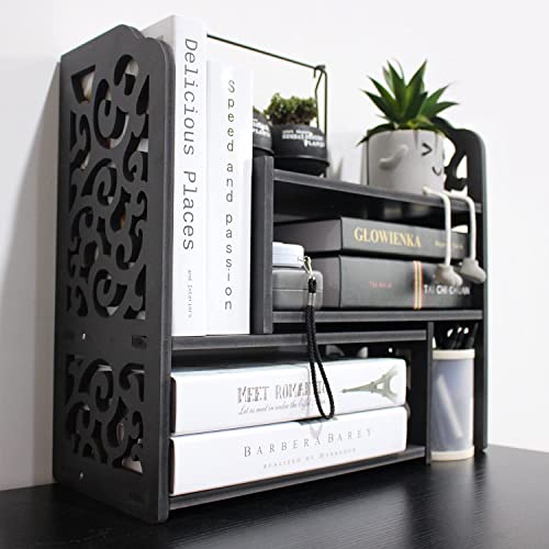 YGYQZ Small Bookshelf for Desktop Storage, Mini Cute Office Desk Shelves White Versatility Organizers for Women, Kids