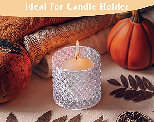 LUXETA Multi-Use Luxury Glass Apothecary Jars Embossed Candle Making Containers with Lids Home Décor Organizer for Vanity Kitchen Living Bathrooms Candy jar Decorative Votive Holders.4 Pcs -10 oz.
