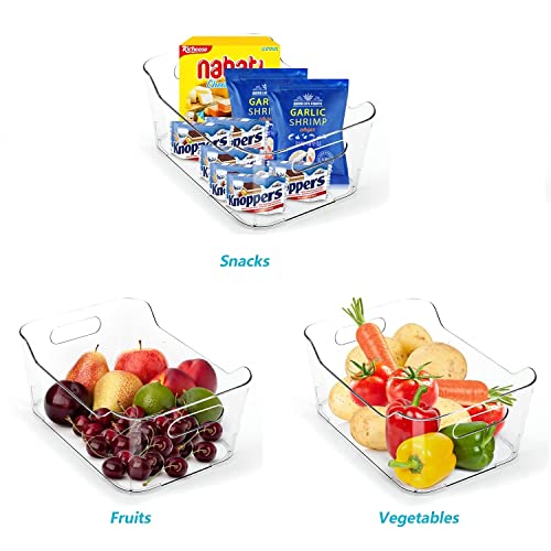 Refrigerator Organizer Bins Storage Clear Plastic BPA Free Storage Containers with Handles for Fridge, Freezer, Cabinet, Kitchen, Bathroom, Pantry