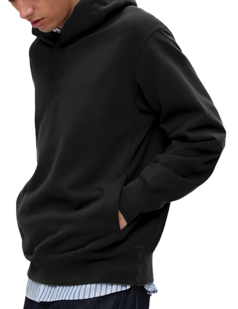 Hatant Mens Hoodie with Side Pockets Heavyweight Plush Fleece Pullover Hoodie for Men Winter Men's Athletic Sweatshirt Cotton Oversized Sweatshirt for Men Gym Workout Tops HS-XL A-black