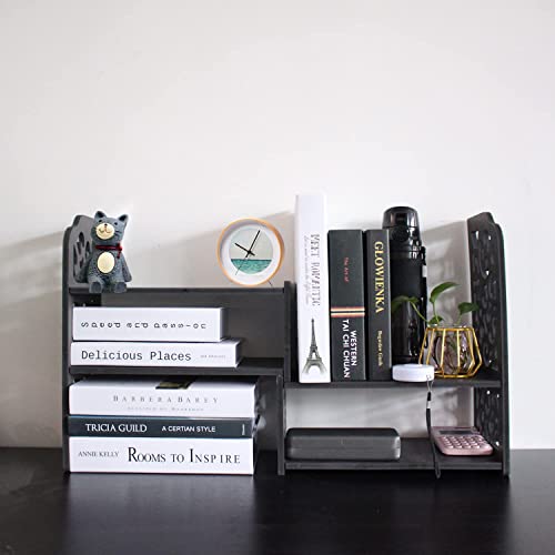 YGYQZ Small Bookshelf for Desktop Storage, Mini Cute Office Desk Shelves White Versatility Organizers for Women, Kids