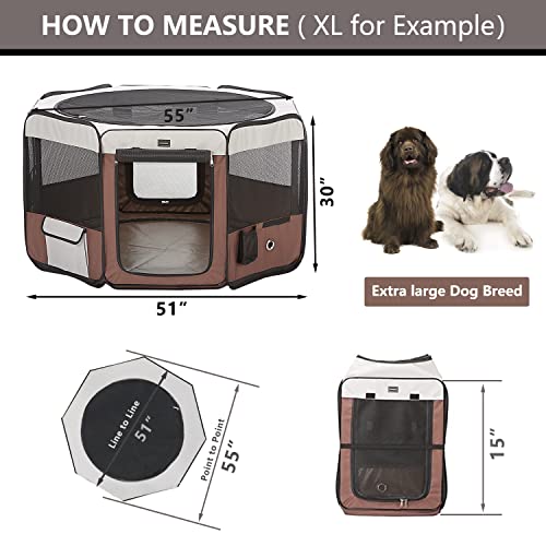 DONORO Dog Playpen 36" Portable Pet Play Pens for Small Dog/Cat/Rabbit/Chicks, Cat Playpen Indoor/Outdoor with Carring Case, Removable Zipper Top and Bottom