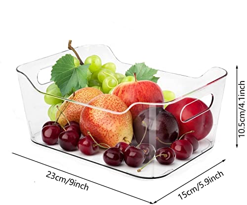 Refrigerator Organizer Bins Storage Clear Plastic BPA Free Storage Containers with Handles for Fridge, Freezer, Cabinet, Kitchen, Bathroom, Pantry