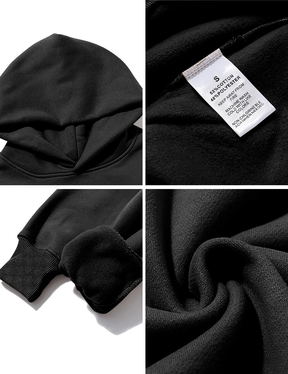 Hatant Mens Hoodie with Side Pockets Heavyweight Plush Fleece Pullover Hoodie for Men Winter Men's Athletic Sweatshirt Cotton Oversized Sweatshirt for Men Gym Workout Tops HS-XL A-black