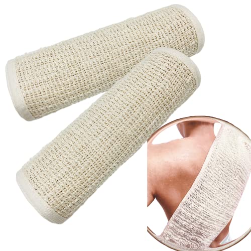 Extra Long Exfoliating Body Scrubber Natural Loofah Back Scrubber for Shower Double-Sided Exfoliating Washcloth for Women & Men Bath Scrub Cloth Deep Clean Shower Towels