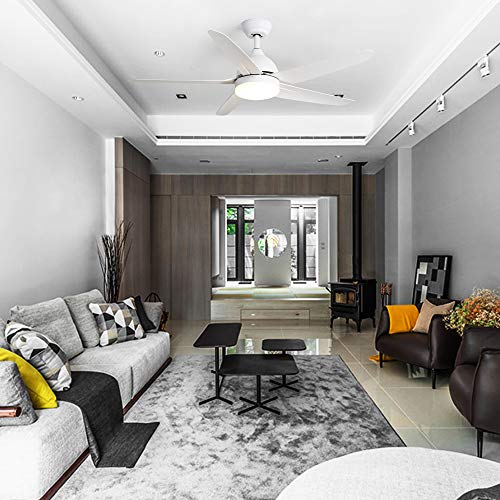 FINXIN Indoor Ceiling Fan Light Fixtures White Remote LED 52 Ceiling Fans For Bedroom,Living Room,Dining Room Including Motor,5-Blades,Remote Switch (5-Blades)