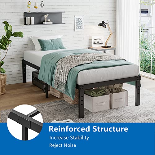 Artimorany Twin XL Bed Frame, 14 Inch Metal Platform Bed, Heavy Duty Steel Slats Support Mattress Foundation, No Box Spring Needed, Noise Free, Easy Assembly, Black