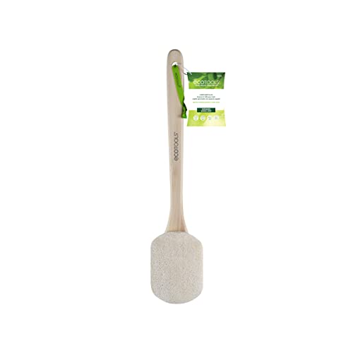 EcoTools Loofah Bath Brush, Shower Brush with Ergonomic Handle, Cleans Hard to Reach Areas, Eco-Friendly Bath Sponge, Gentle Cleansing & Exfoliating, Vegan & Cruelty-Free, 2 Count