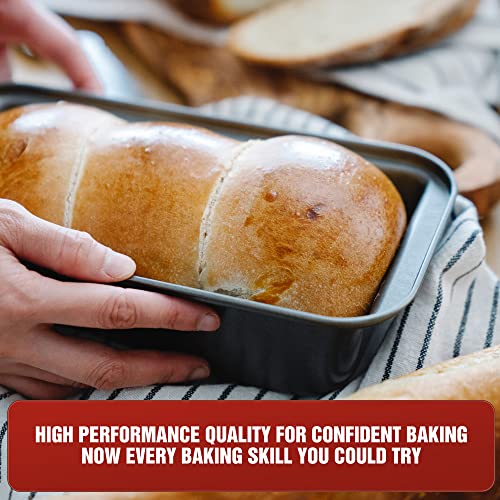 KITESSENSU Bread Pan, Nonstick Loaf Pan with Easy Grips Handles, Carbon Steel Loaf Pans for Baking, Bread Pans for Homemade Bread, Brownies and Pound Cakes, Set of 2, Gray