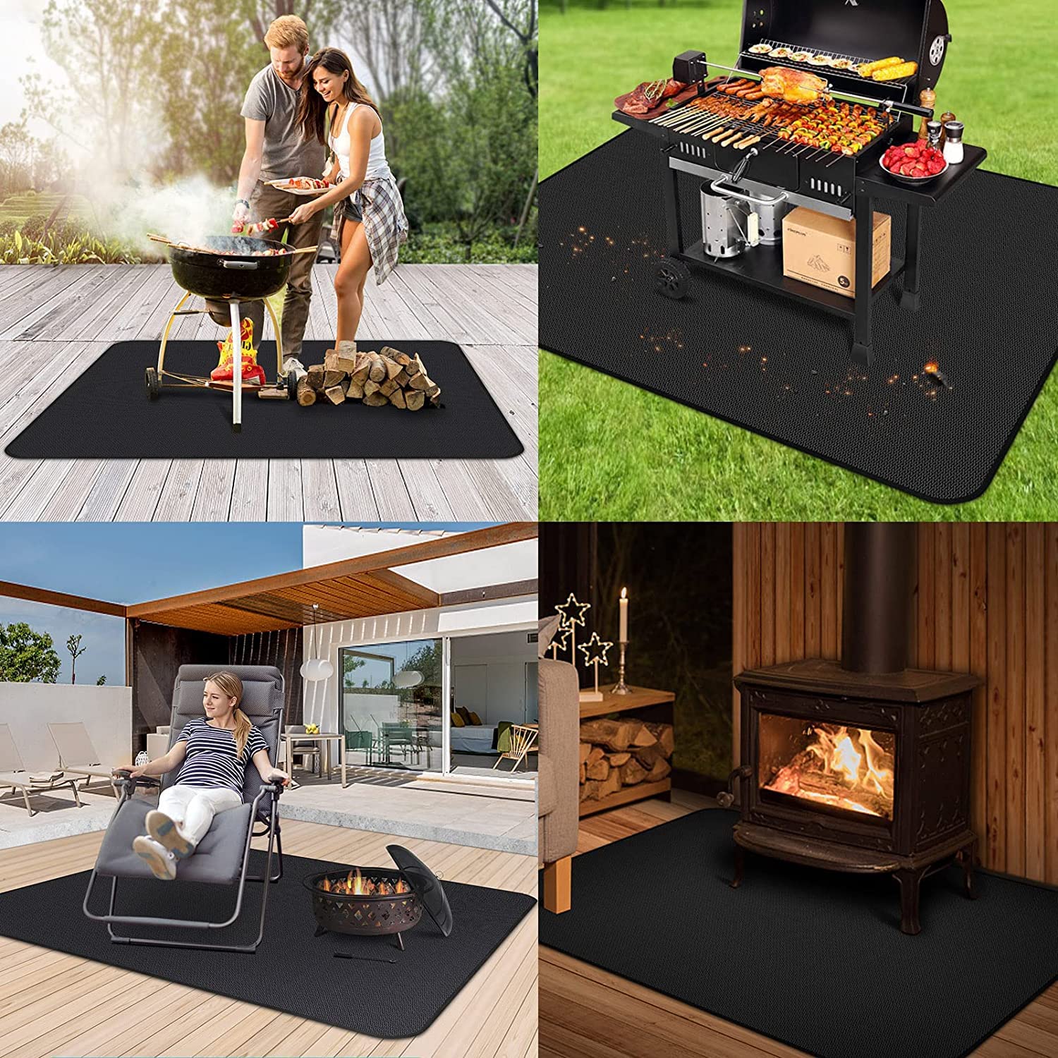 UBeesize Thickened 60x42 inch Under Grill Mat for Outdoor Grill, Fireproof Mat for Lawn, Smokers, Gas Grills, Deck and Patio,Fireplace Mat Fire Pit Mat,Oil-Proof Waterproof Non-Slip BBQ Protector