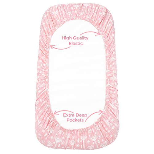 Baby Bassinet Sheet Set for Boy and Girl, 3 Pack, Universal Fitted for Oval, Hourglass & Rectangle Bassinet Mattress, Fitted Sheets Size 32 x 16 x 4 Inches, Pink Stars