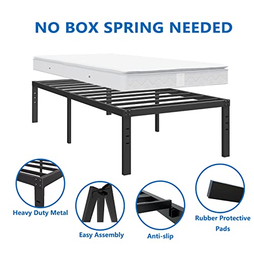 Artimorany Twin XL Bed Frame, 14 Inch Metal Platform Bed, Heavy Duty Steel Slats Support Mattress Foundation, No Box Spring Needed, Noise Free, Easy Assembly, Black
