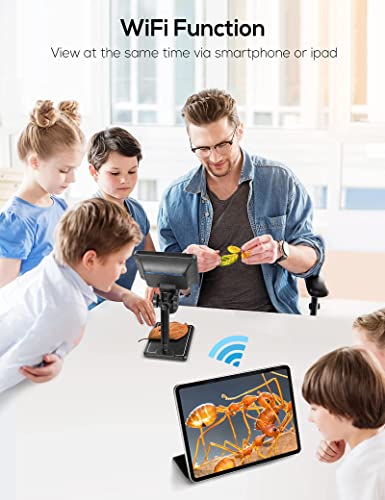 5" Coin Microscope 1200X with 32GB SD Card,Leipan 1080P Wireless LCD Digital Microscope with 8 LED Lights,PC View,Photo/Video Capture for Kids Adults,Compatible with Windows iPhone Android iPad