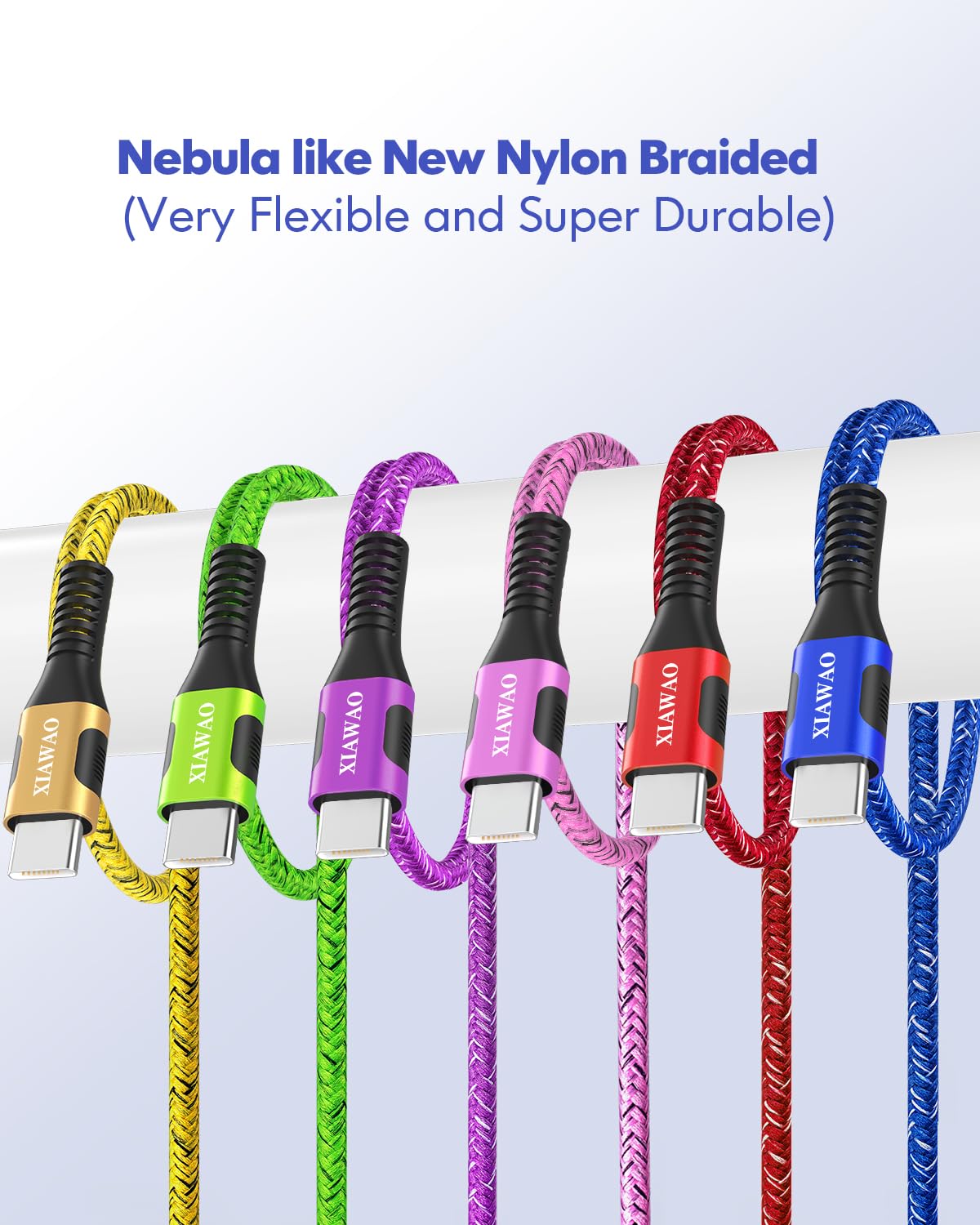 USB C Cable 6ft 3.1A Fast Charging 6-Pack USB A to USB C Cable for Samsung Galaxy S10 S9 S8 Note10 9 8 LG V50 V40 G8 G7