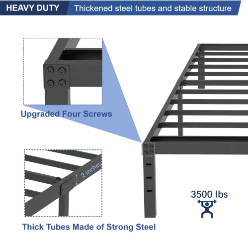 Joeffany 14" H King Bed Frame with Storage, 3500 lbs Heavy Duty Black Metal Platform Bed, No Box Spring Needed Mattress Foundation, Quick Assembly, No Box Spring Needed Black