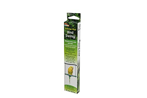 PENN-PLAX Bird-Life Trimmer Plus Cement & Metal Swing β Naturally Trims Nails & Beak β Great for Parakeets, Cockatiels, Finches, and Other Small Birds β Small Size