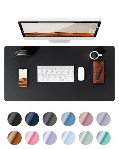 YSAGi Leather Desk Pad Protector, Office Desk Mat, Large Mouse Pad, Non-Slip PU Leather Desk Blotter, Laptop Desk Pad, Waterproof Desk Writing Pad for Office and Home (Black, 35.4" x 17")