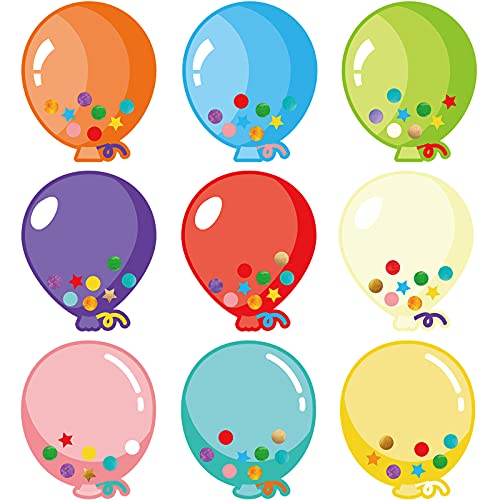 45 Pieces Colorful Balloons Cut-Outs, Balloon Accent Paper Cutout Bulletin Board Classroom Decoration Balloon Name Tag Label for Teacher Student Back to School Party Supplies, 5.3 x 6.3 Inch