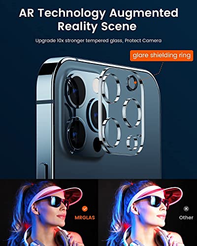 MRGLAS [2+2] Pack Privacy Screen Protector Compatible iPhone 12 Pro Max 6.7 with Camera Lens Protector 9H Tempered Glass [Auto Alignment Kit][10X Military Shockproof] Diamonds HD Glass Film[Anti-Spy]
