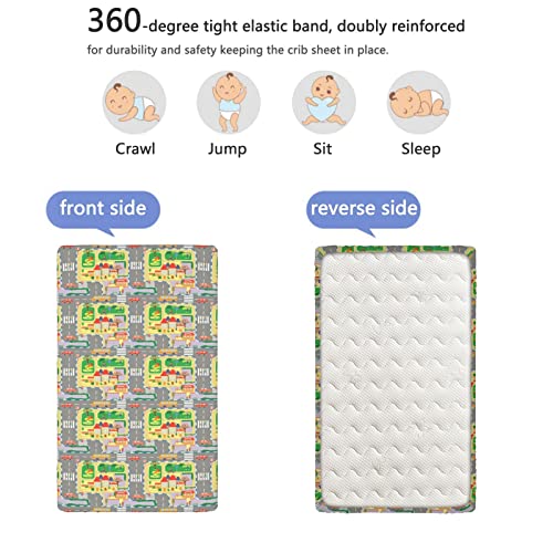 Car Race Track Themed Fitted Crib Sheet,Standard Crib Mattress Fitted Sheet Ultra Soft Material-Baby Sheet for Boys Girls, 28β x52β,Multicolor